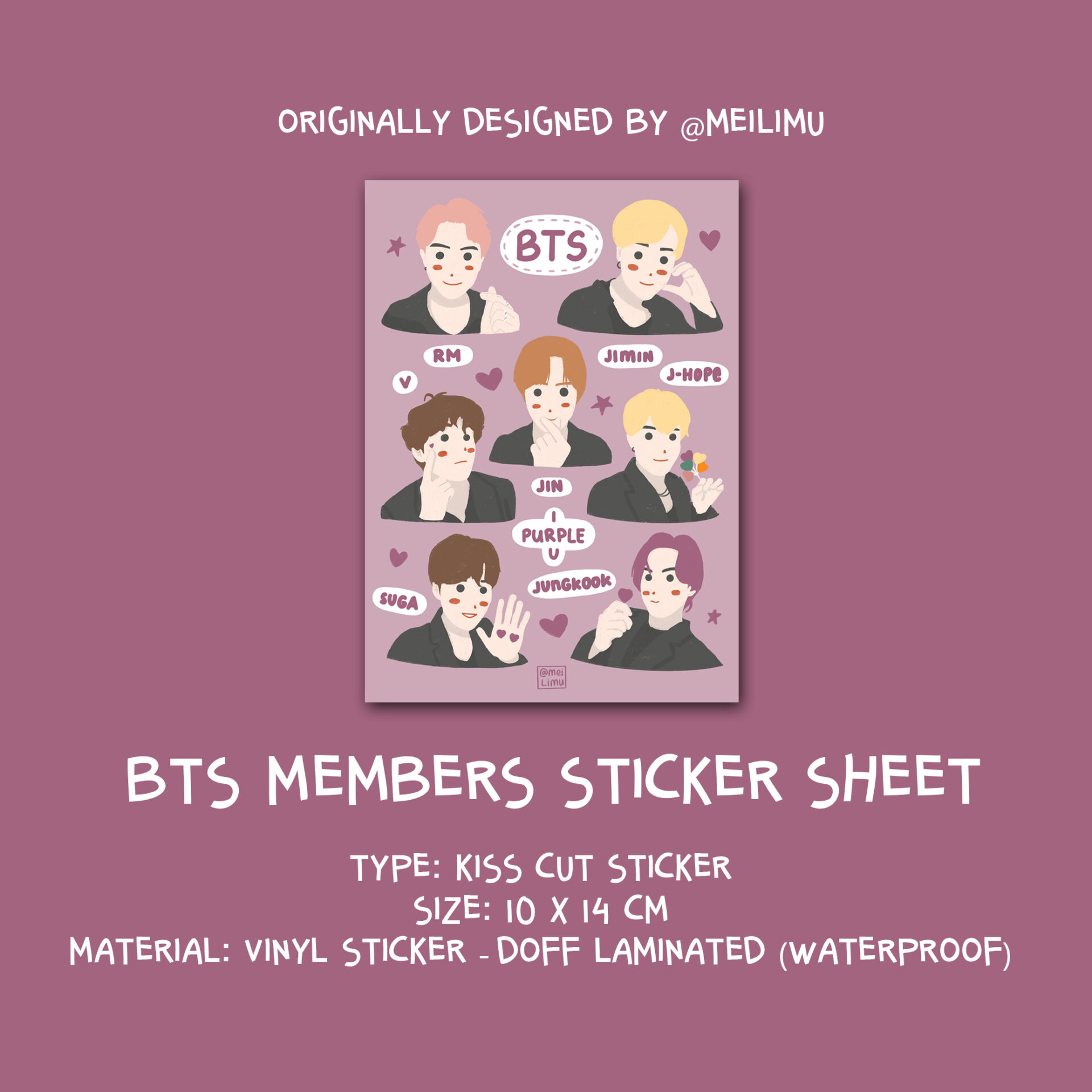 Sticker Sheet "BTS Members" - Meiliana Mulyani
